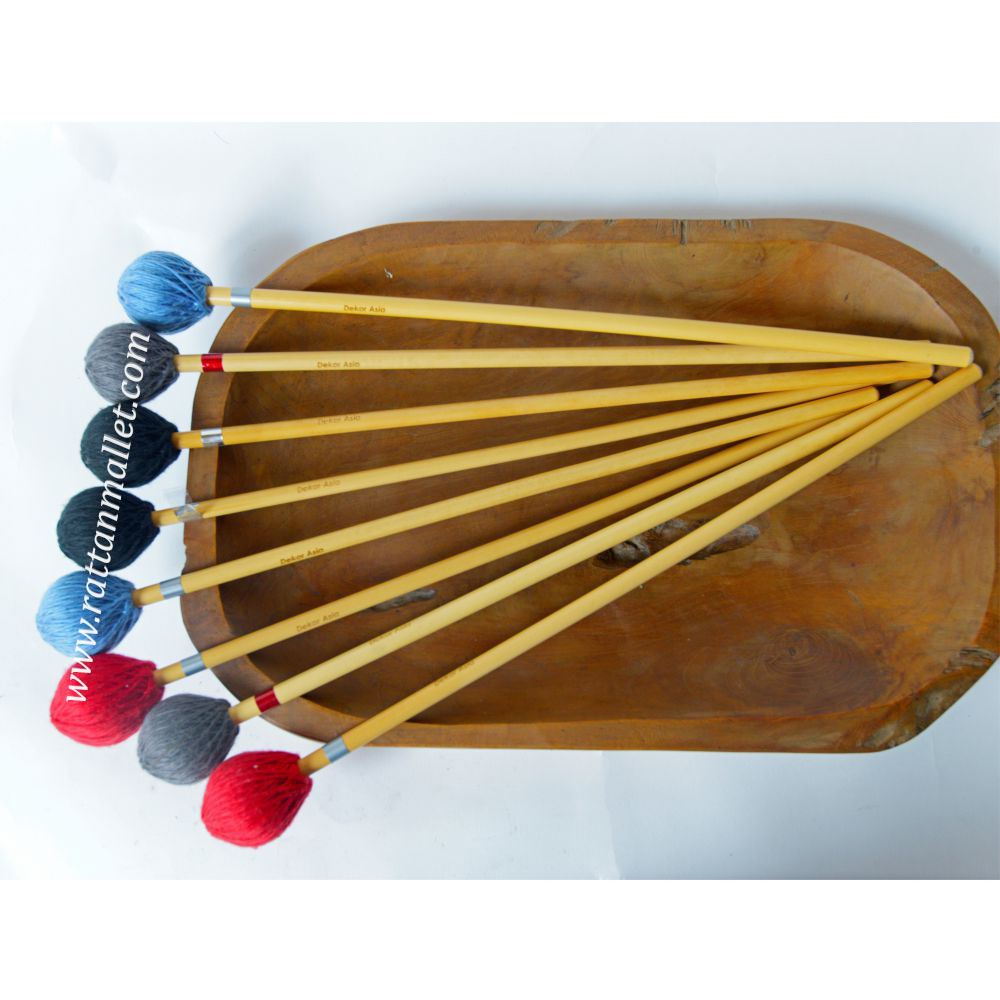 Rattan Marimba Mallets, Wrapped Bass Mallets et of 2 with Maple Handles